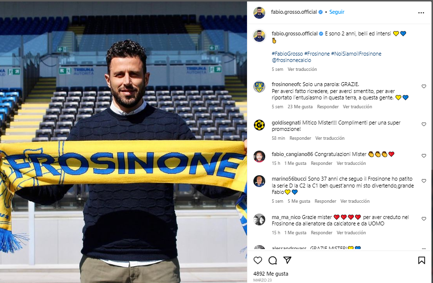 Serie A: Fabio Grosso devuelve al Frosinone a la Serie A | Marca
