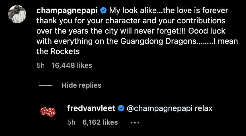Drake trolls 'look-alike' Fred VanVleet on Toronto Raptors farewell ...